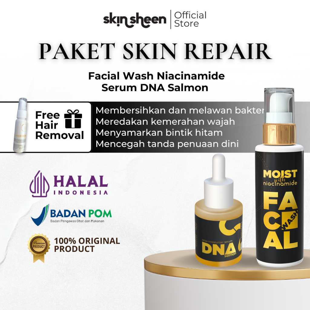 Jual SKIN SHEEN - Paket Skin Repair Bundle Serum DNA Salmon & Facial Wash With Niacinamide Atasi ...