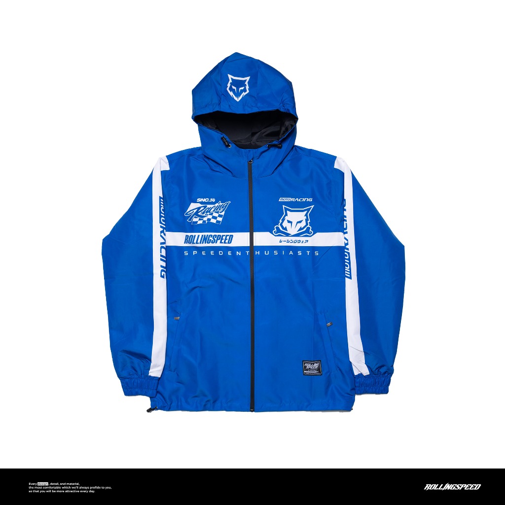 Jual Rollingspeed Slipe Windbreaker Jacket Blue - Jaket Motor Parasut ...