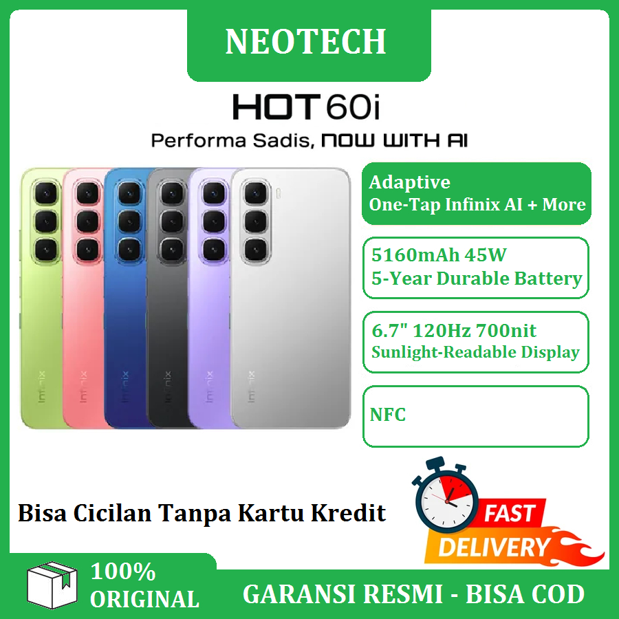 Jual Infinix Hot 60i Ram 6/128GB | 8/256GB - Bisa Cicilan Tanpa Kartu Kredit - Garansi Resmi ...