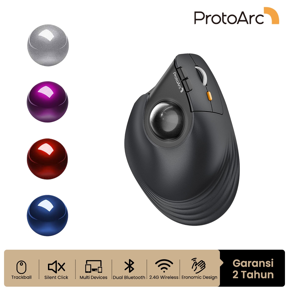 Jual ProtoArc EM05 NL Trackball Mouse Wireless 2.4G + Dual Bluetooth ...