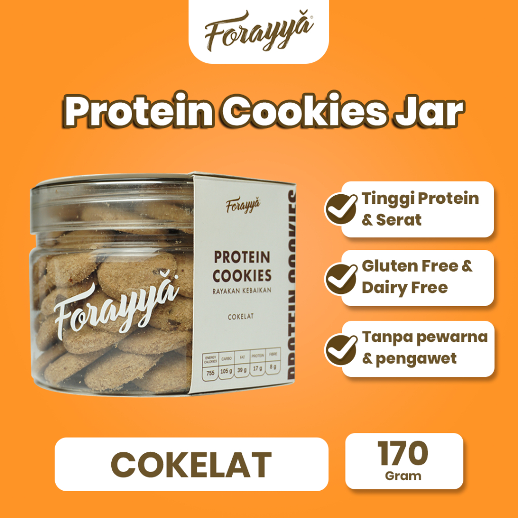 Jual Protein Cookies Jar Cokelat 170g - Healthy Snack Kue Kering Gluten ...