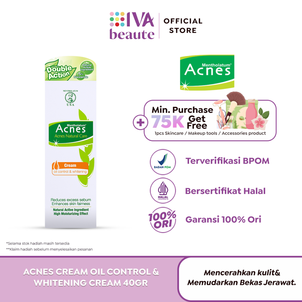 Jual Acnes Natural Care Oil Control & Whitening Cream 40gr | Shopee ...