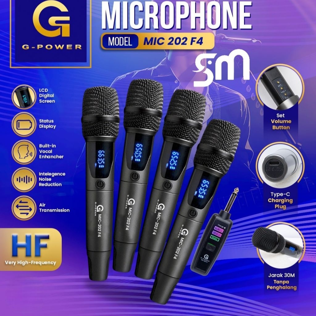 Jual Microphone G-Power MIC-202 F4 4IN1 Wireless Mic nirkabel MIC204 ...