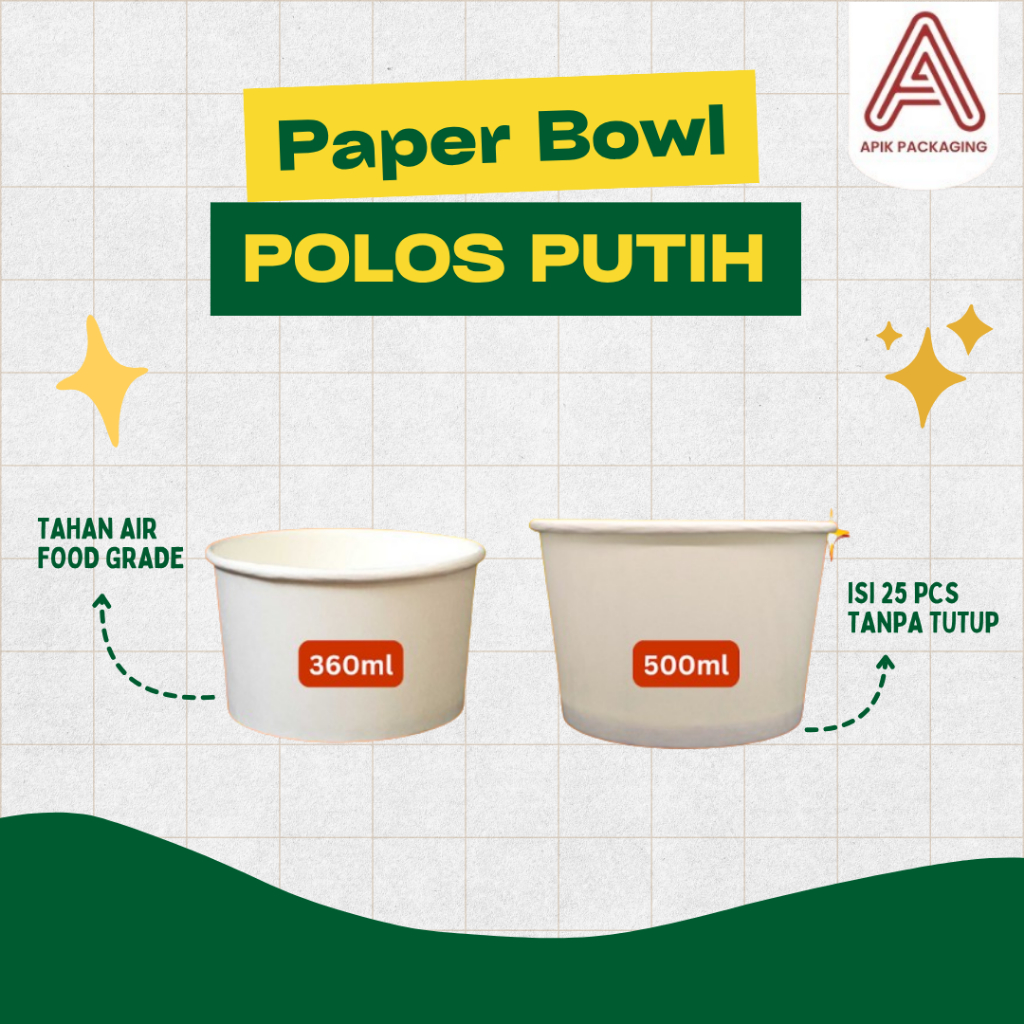 Jual (PAPER BOWL PUTIH POLOS) MANGKOK KERTAS POLOS PUTIH UKURAN 360 ...