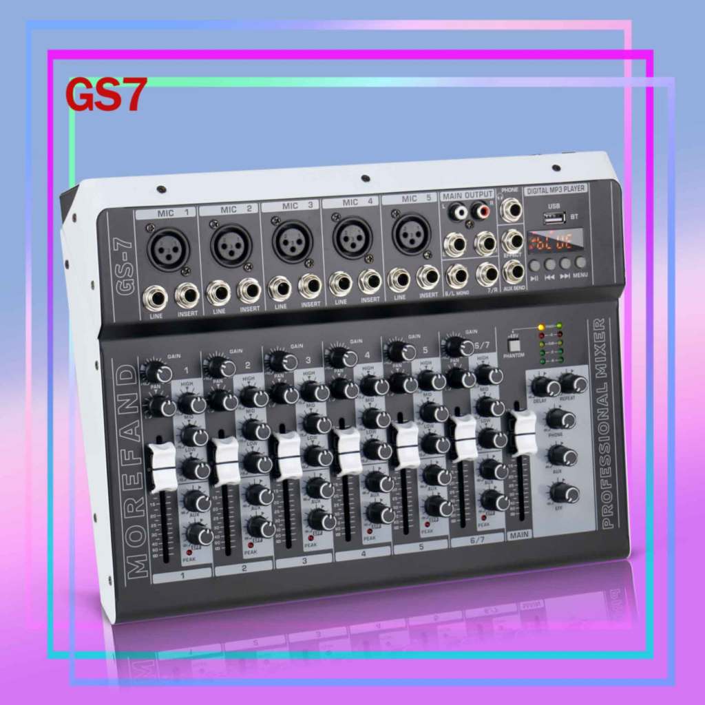 Jual MOREFAND GS4//GS7 Mixer audio efek digital profesional 7/4-channel EQ 16DSP sinyal USB/MP3 ...