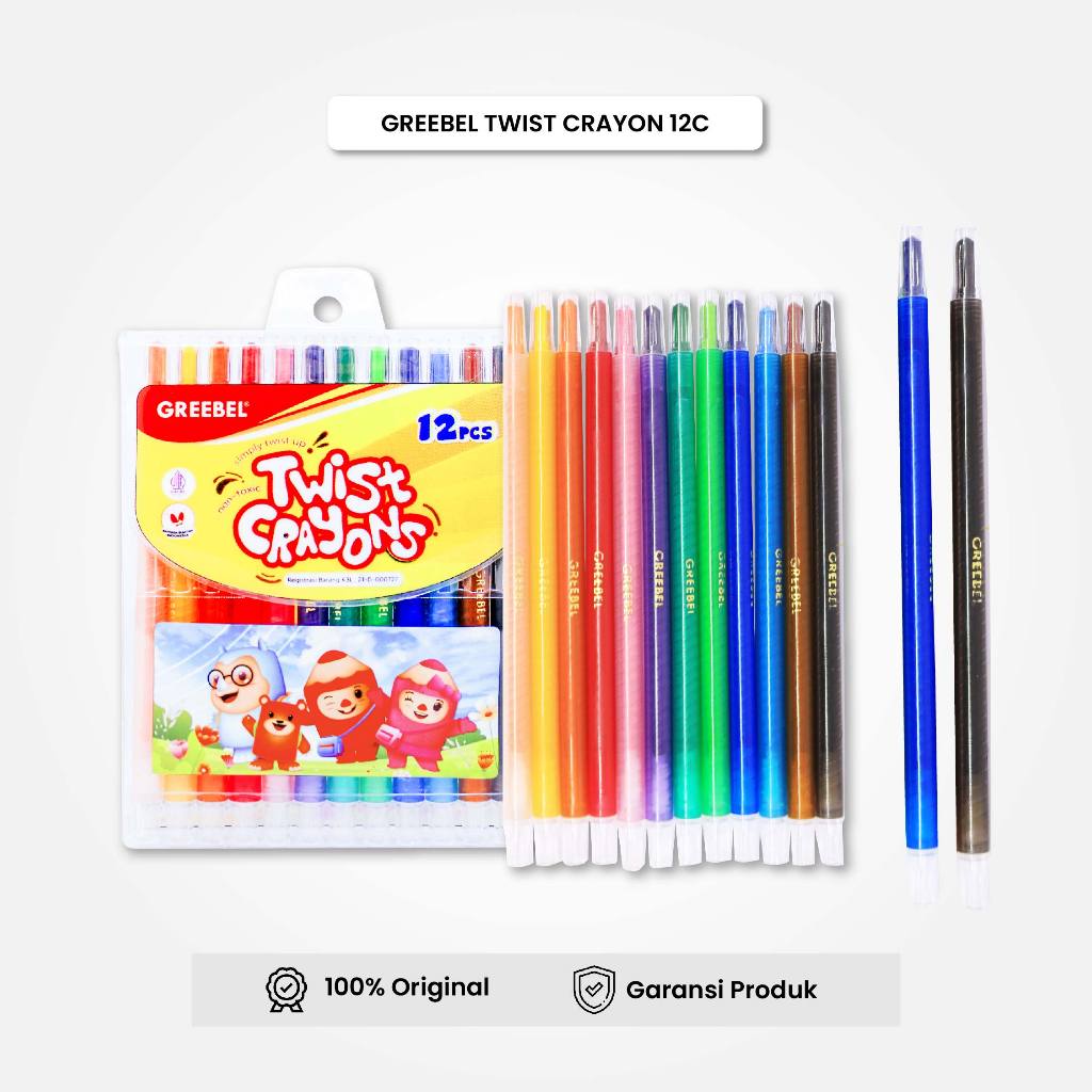 Jual Crayon Putar / Krayon Twist 12 Warna / Twist Crayon GREEBEL ...