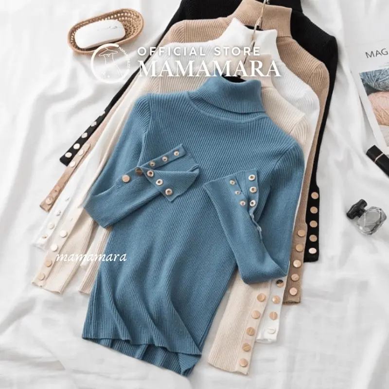 Jual MAMAMARA - Inner Rajut Inara Turtleneck Kancing Aktif Wol Lembut ...