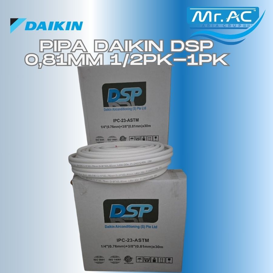 Jual PIPA AC TERBAIK DAIKIN DSP 1/2PK-1PK UKURAN 1/4X3/8 METERAN ...