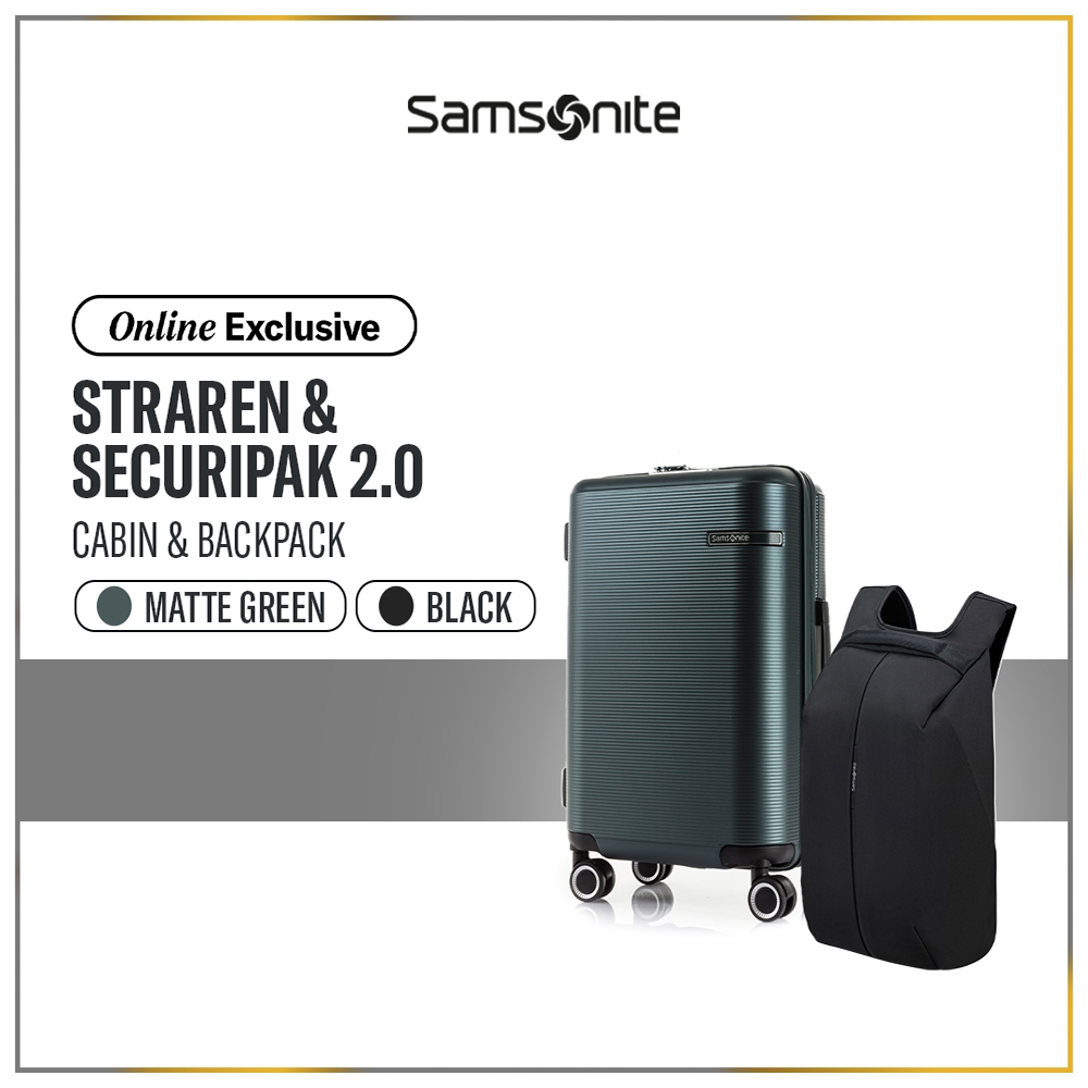 Jual Samsonite Bundle Set Straren Cabin Matte Green + Securipack 2.0 ...
