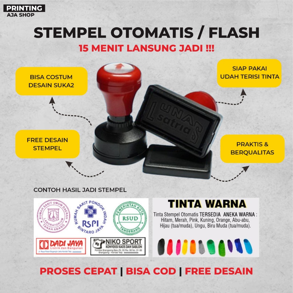 Jual STEMPEL OTOMATIS/STEMPEL FLASH SIAP PAKAI COSTUM LOGO, NAMA, NO HP ...