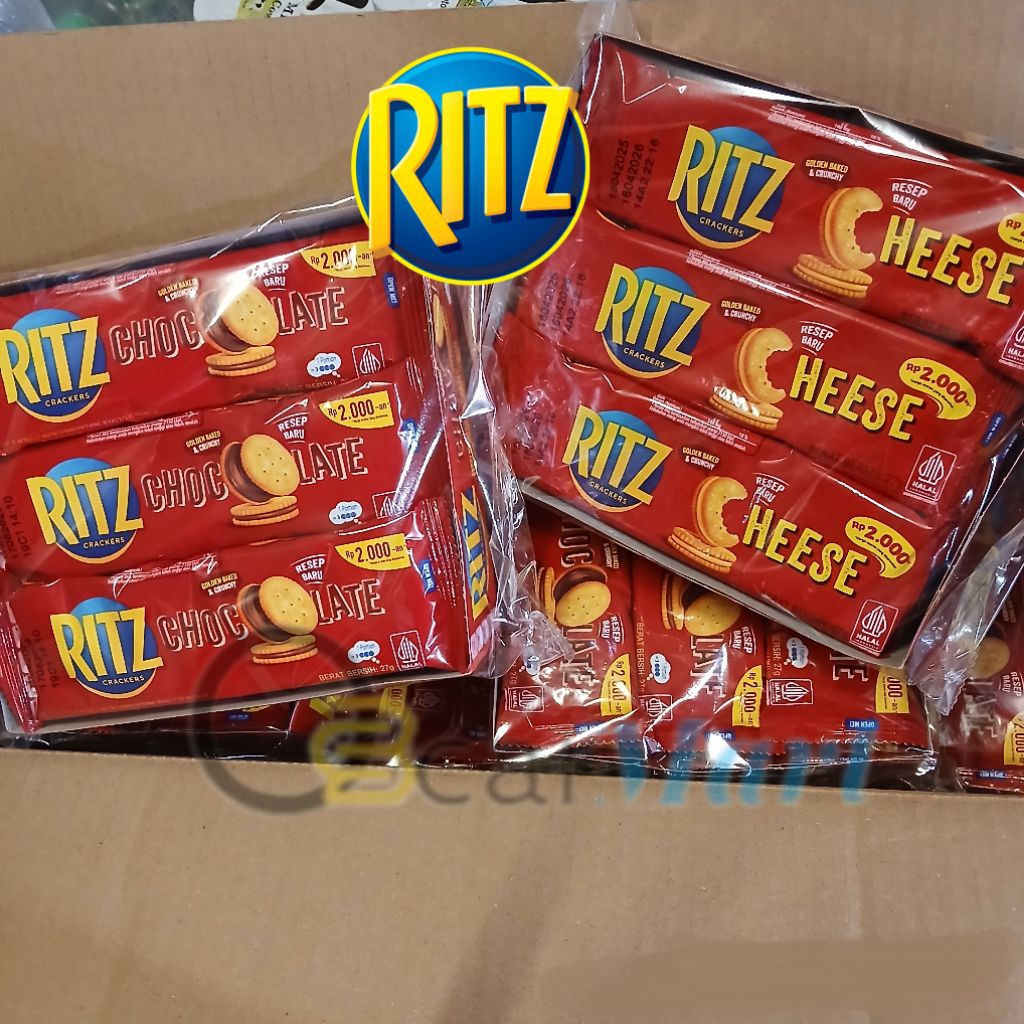 Jual RITZ Biskuit Sandwich Pack isi 12 pcs Crackers Cokelat Keju 27g ...