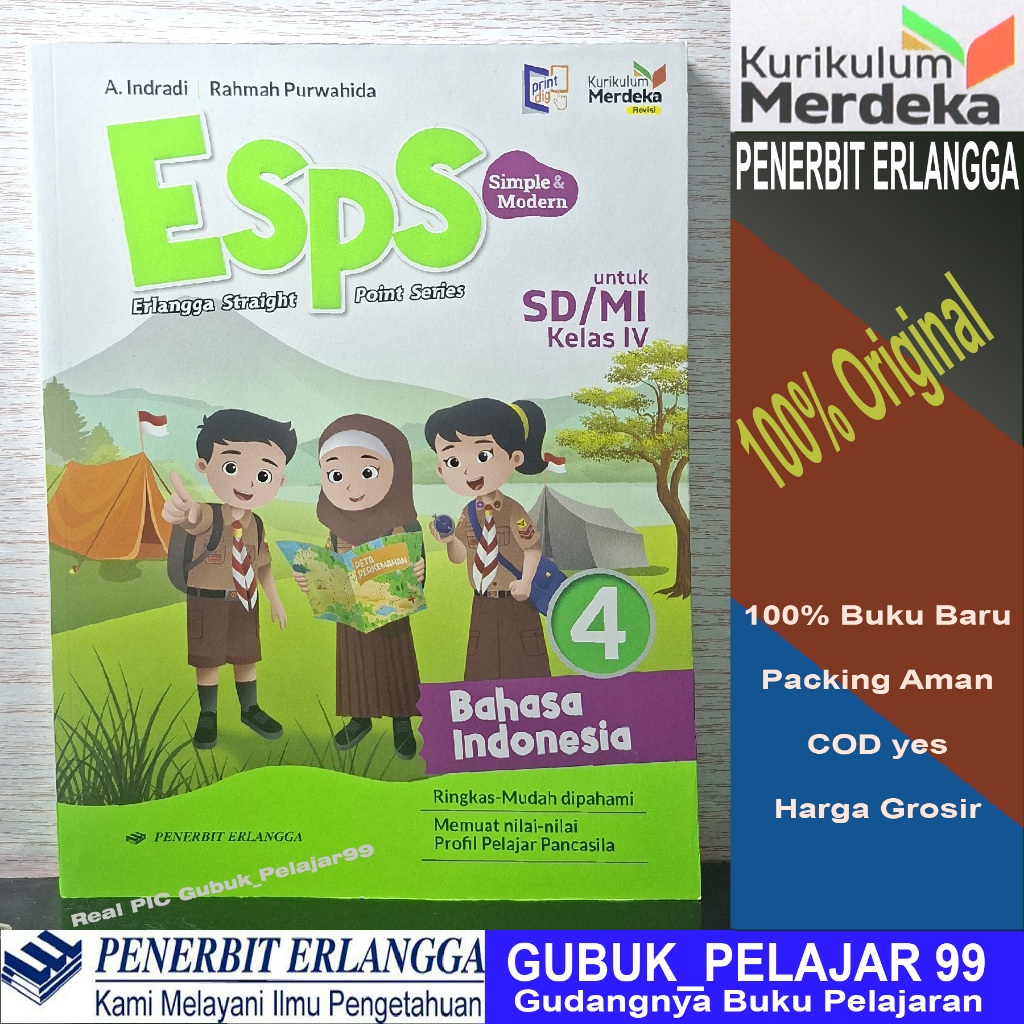 Jual ESPS Bahasa Indonesia Kelas 4 SD/MI Erlangga Kurikulum Merdeka CP Terbaru Revisi 2025 ...