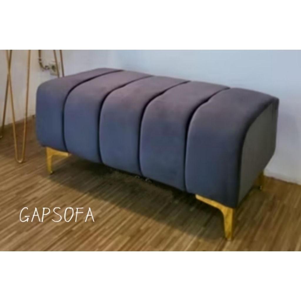 Jual Sofa Tanpa Sandaran / Sofa Bench Salur / Sofa Kaki Besi Gold ...