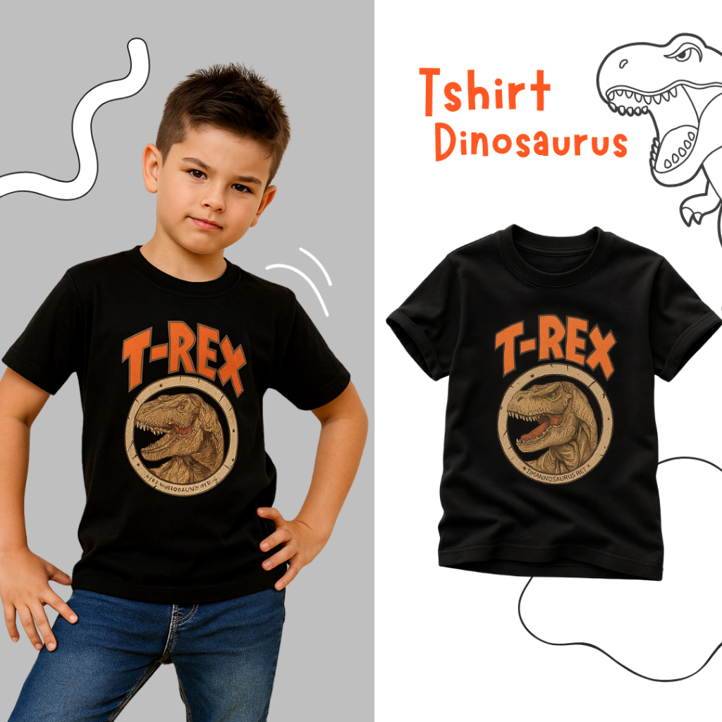 Jual Kaos Anak Laki Laki T-Rex Dinosaurus | Baju Anak Usia 2-10 Tahun ...