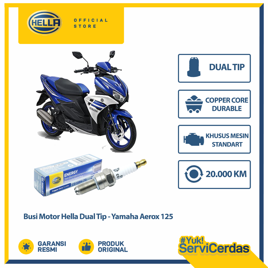 Jual Busi Motor Yamaha Aerox 125 Hella Dual Tip CD10RN-7D - Busi Aerox ...