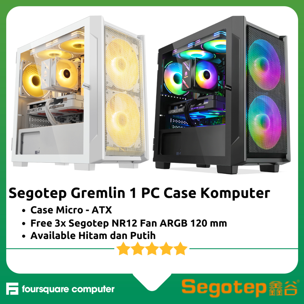 Jual Segotep Gremlin 1 Black White Casing CPU Komputer Middle Tower ...