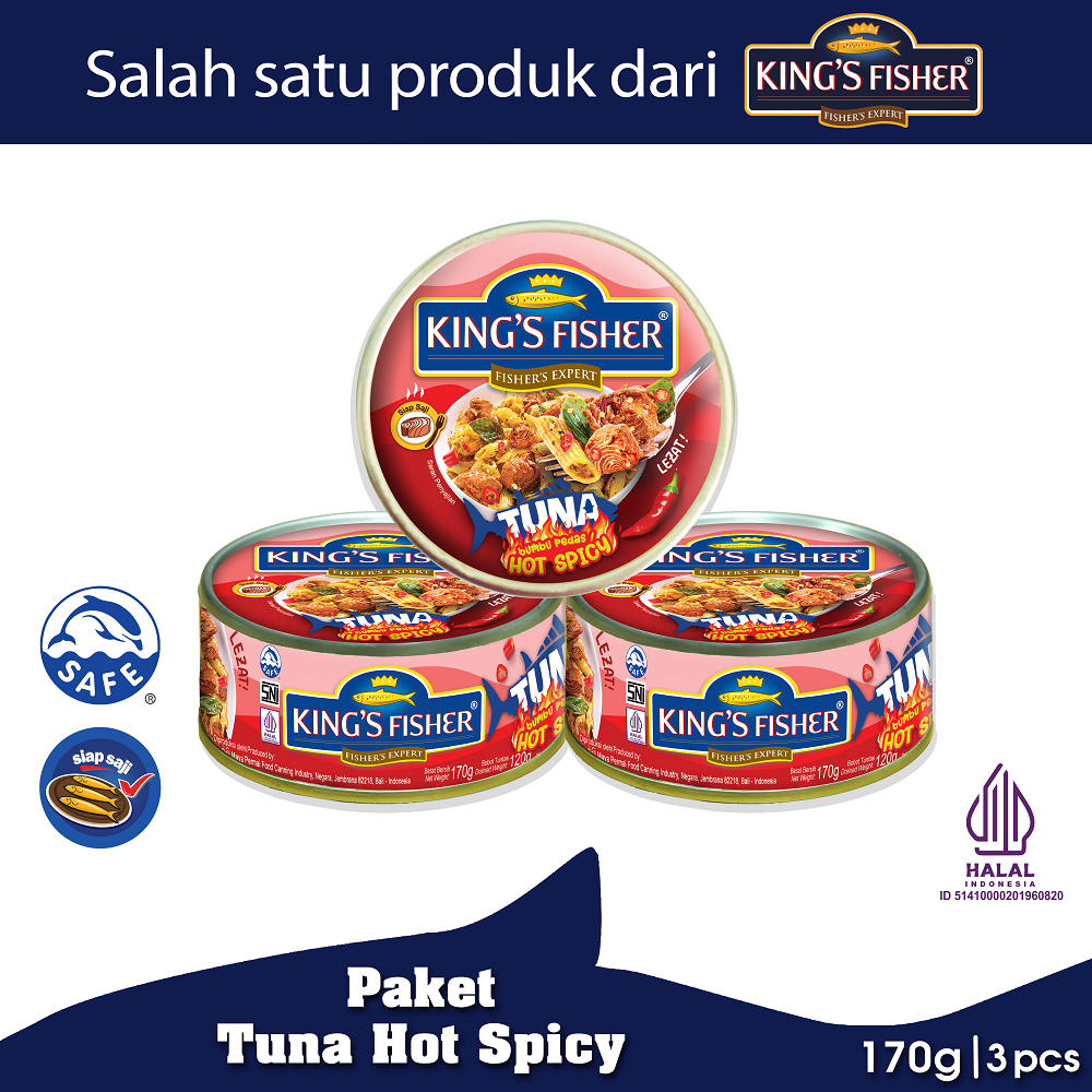 Jual Paket 3 pcs King's Fisher Tuna Canned Hot Spicy Daging Tuna ...