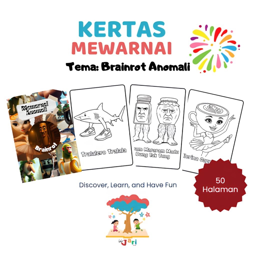Jual 50 Halaman | Kertas Mewarnai Brainrot Anomali | Gambar Mewarnai ...