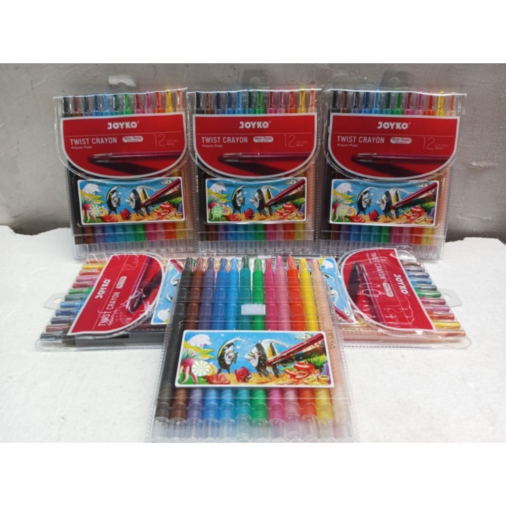 Jual (1pak) Crayon putar Joyko 12 warna panjang/ twist crayon joyko ...