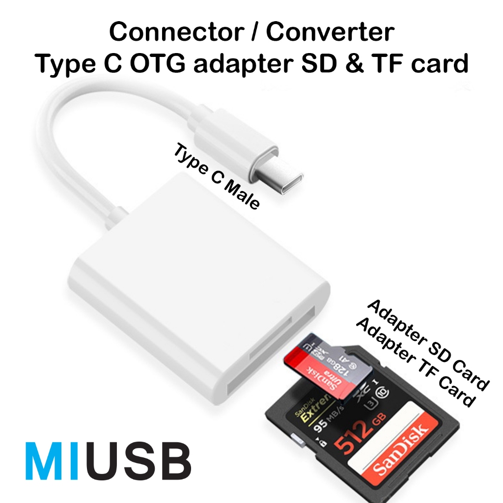 Jual OTG Type C To SD & TF Card Reader Connector Converter Adapter SD ...