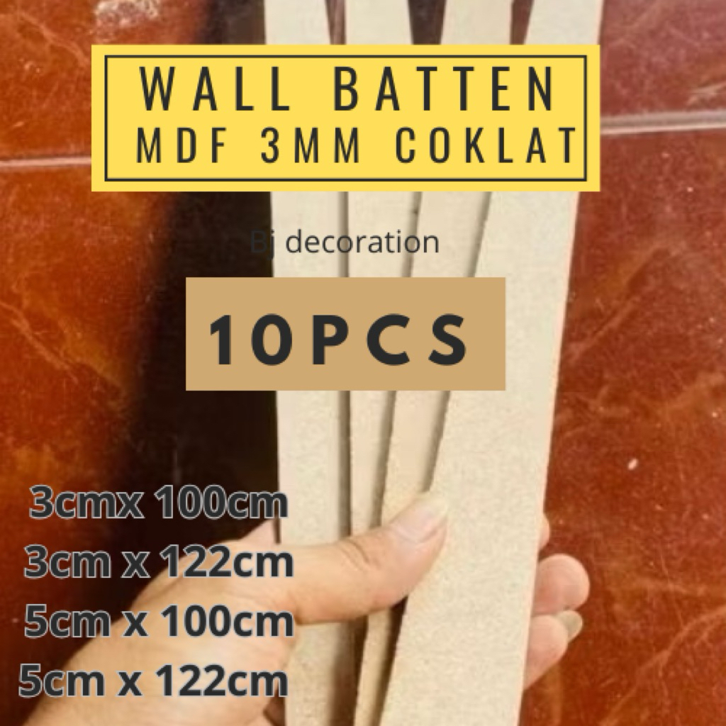Jual 10pcs wall batten MDF 3mm coklat | Shopee Indonesia