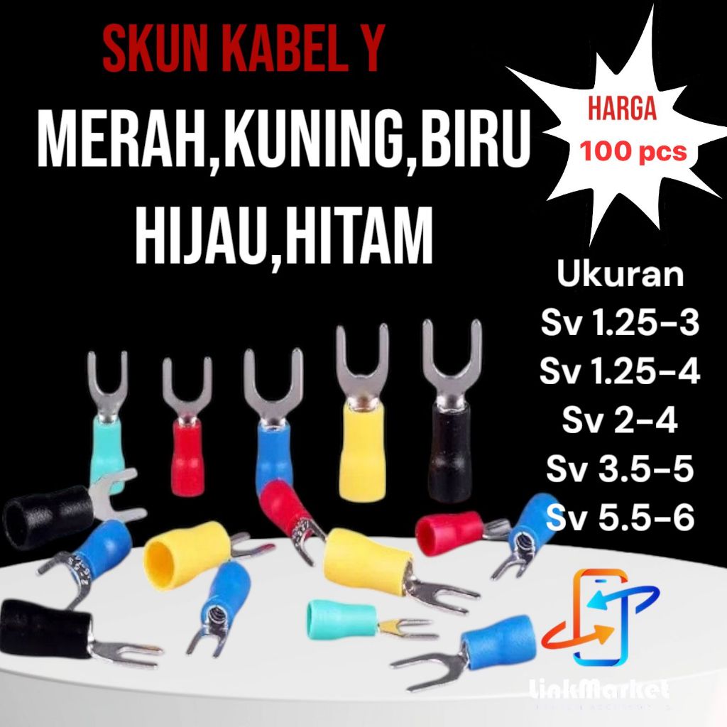 Jual 100 PCS Skun Kabel Y Merah, Kuning Biru Hijau Hitam/SKUN SV/SKUN Y ...