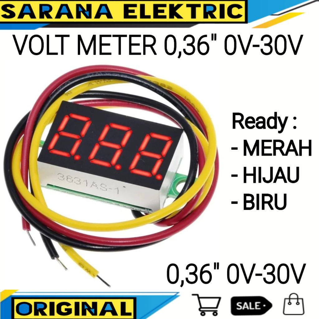 Jual MINI VOLTMETER DIGITAL 0,36" INCH DC 0V-30V 3 WIRES VOLTAGE VOLT METER 3 KABEL | Shopee ...