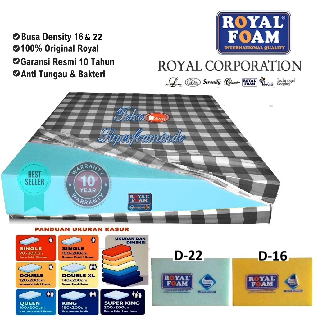 Jual Kasur Royal foam Asli Busa Kepadatan tinggi D22 Bergaransi ...