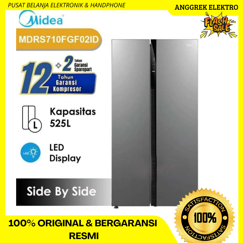 Jual Kulkas Midea side by side inverter MDRS710FGF02ID Silver GARANSI ...