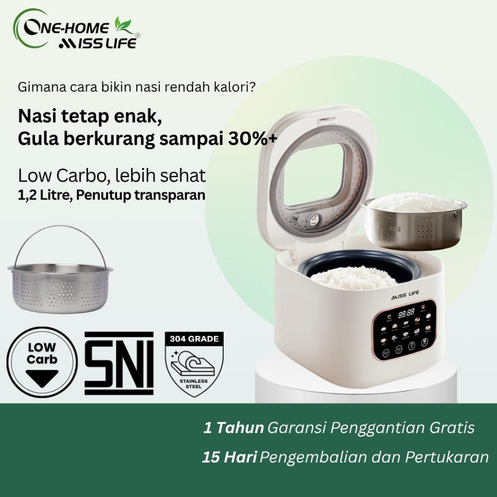 Jual MissLife Rice Cooker Low Sugar Magic Com Low Carbo 1.2 Litre ...