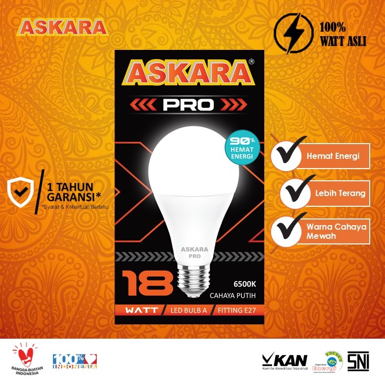 Jual Lampu LED Bulb 18w Putih 6500K Askara Pro | Shopee Indonesia