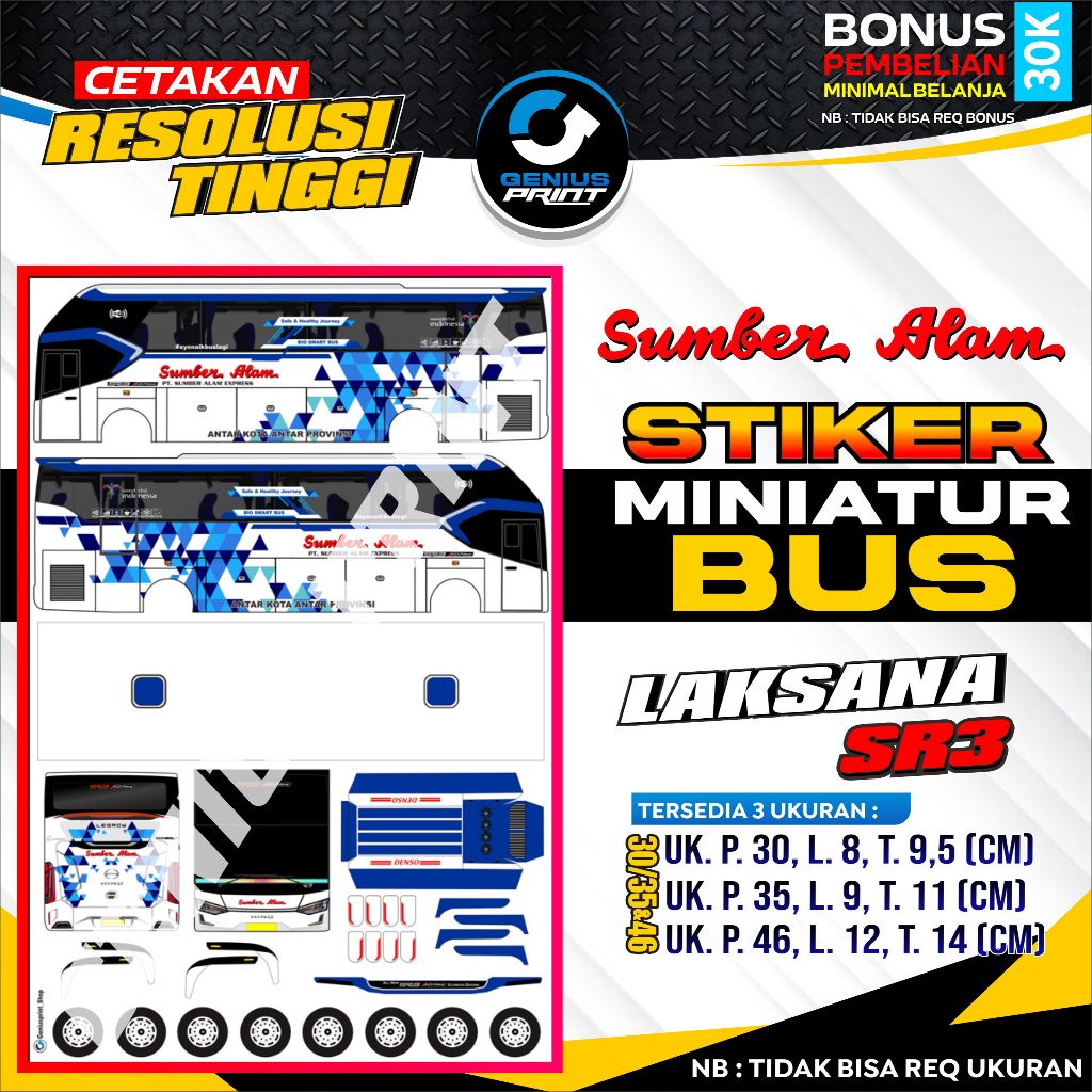 Jual Stiker Miniatur Bus [ SR3 ] Livery Sumber Alam | Sahaalah | Aneka ...
