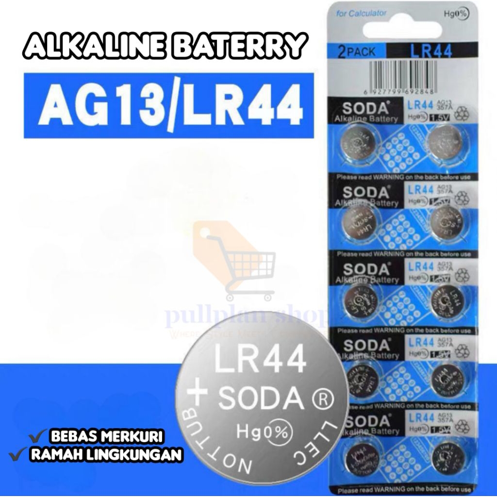 Jual Baterai Alkaline LR44 1.5V Soda Baterai Kancing LR44 | Shopee Indonesia