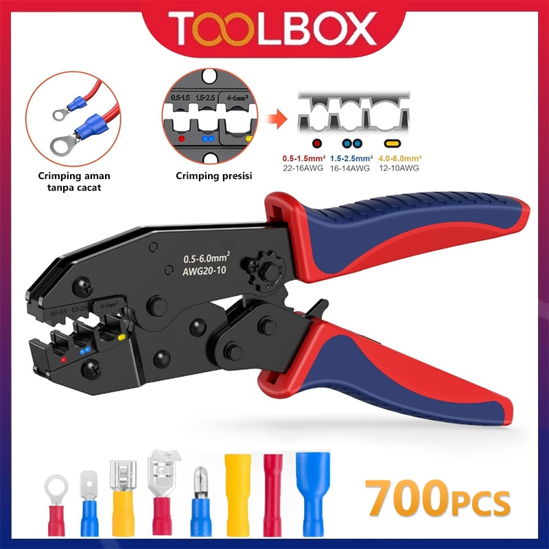 Jual Toolbox Tang Crimping Skun Kable AWG 20-10 (0,5-6 mm²), Tang ...