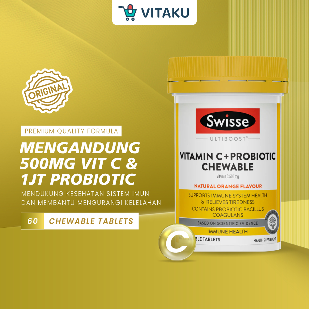 Jual Swisse Vitamin C + Probiotic Chewable 60 tablets - Made In Australia | Shopee Indonesia