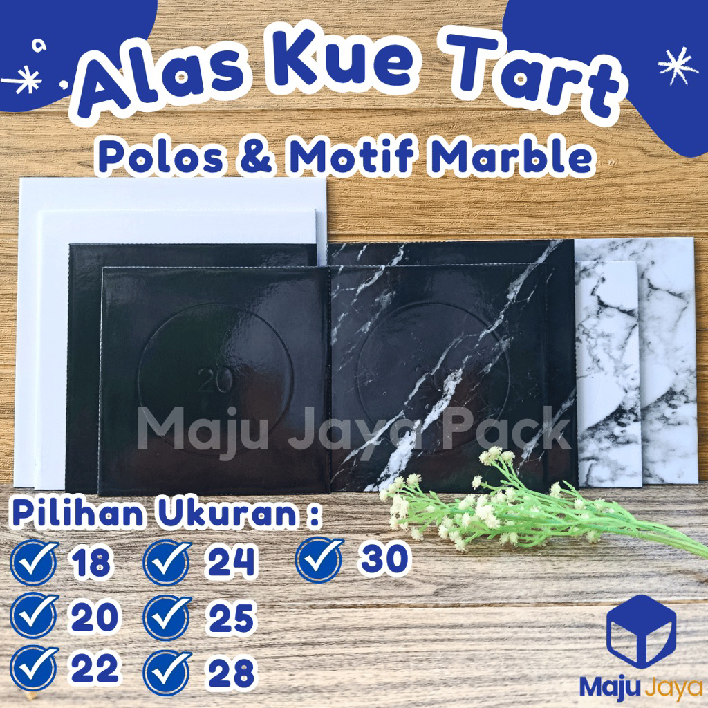 Jual Maju Jaya - Alas Kue Tart Cake Board Putih Hitam Marble 18 20 22 ...