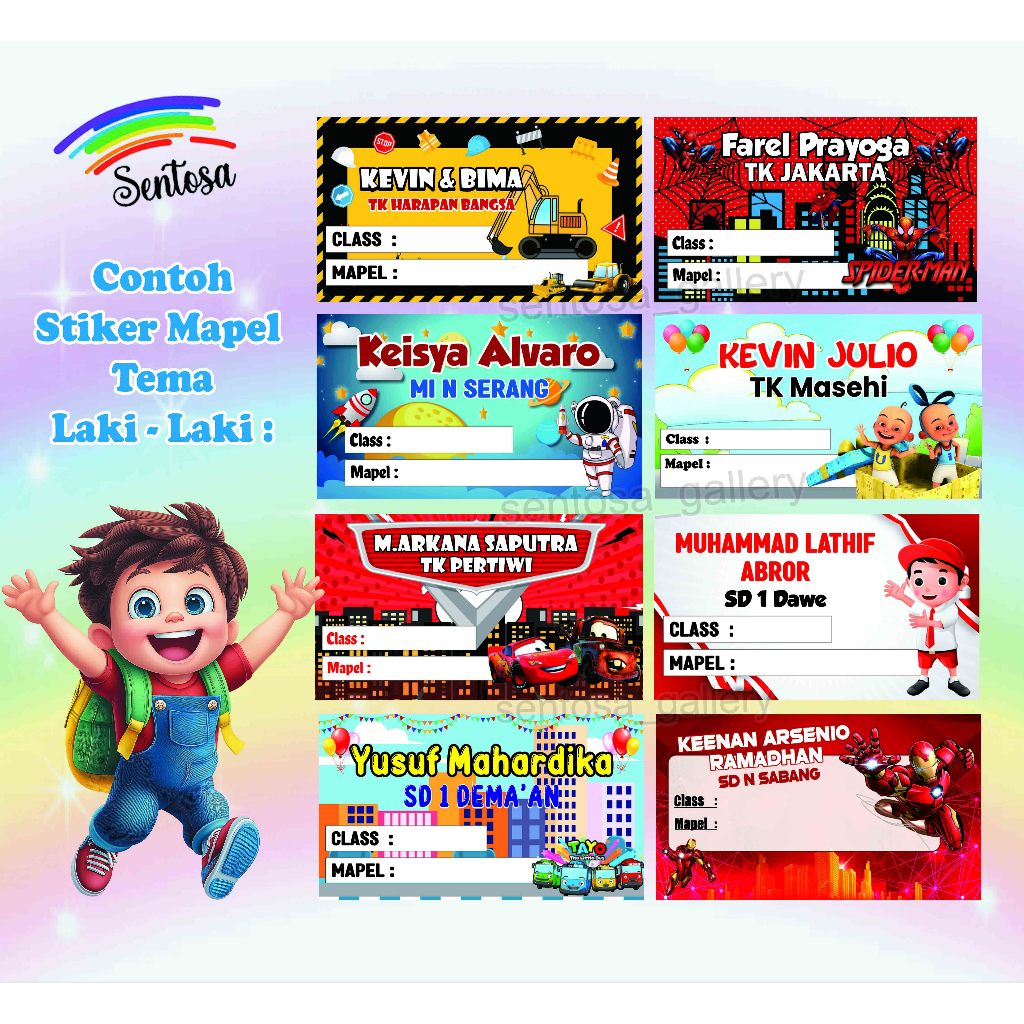 Jual STIKER LABEL / MAPEL BUKU TULIS ANAK SEKOLAH FREE CUSTOM NAMA DAN ...