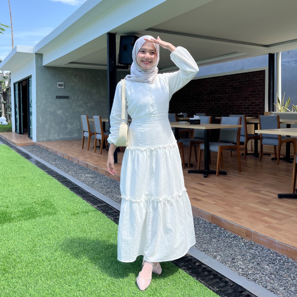 Jual FLOWEAR Ara Dress Korean Style Hijab Wanita Linen | Shopee Indonesia