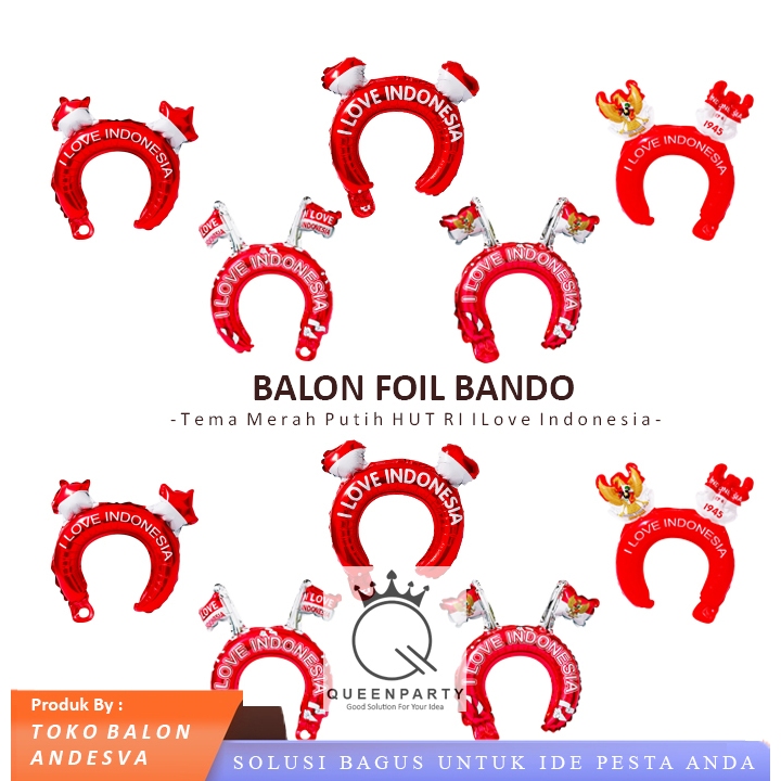 Jual Balon foil Bando Merah Putih bendera i love Indonesia Dirgahayu Ri ...