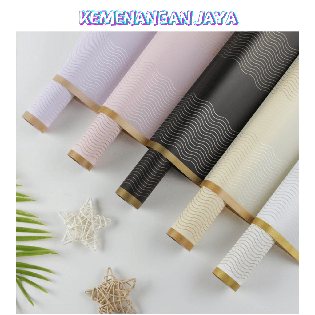 Jual Kertas Buket Bunga Motif List Gold Cellophane Flower Wrapping ...