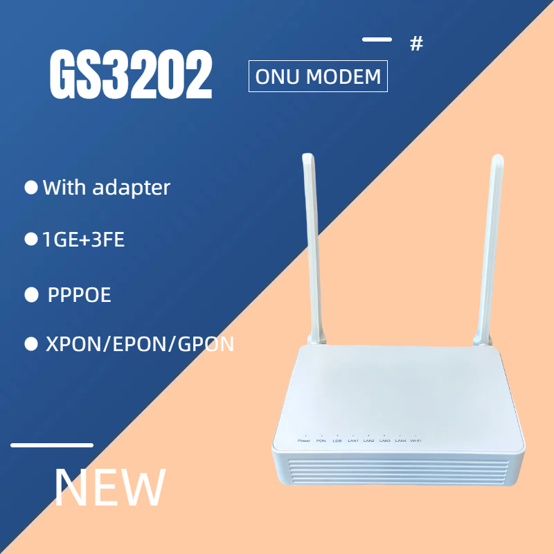 Jual Router modem ONU FTTH Gigabit GS3202 baru dengan wifi, firmware berbahasa Inggris, pita ...