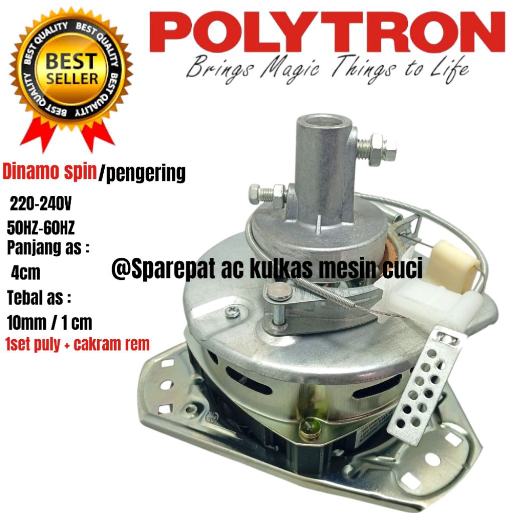 Jual motor / dinamo spin pengering mesin cuci POLYTRON PWM 8556 PWM 8567 PWM 8070 PWM 8366 PWM ...