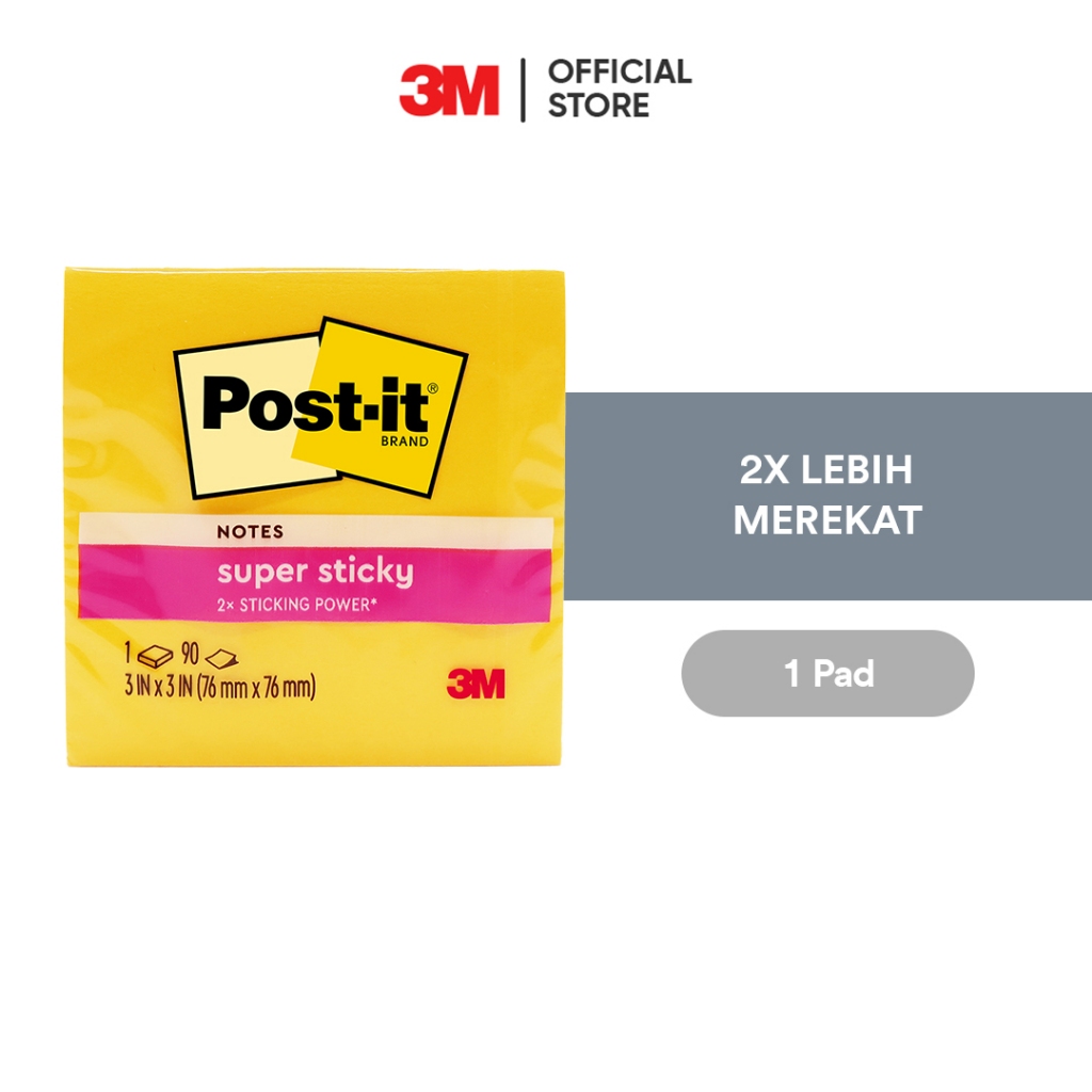 Jual 3M™ Post-it® Super Sticky Notes 654-1SS3Y, Sunnyside, 3x3inch ...
