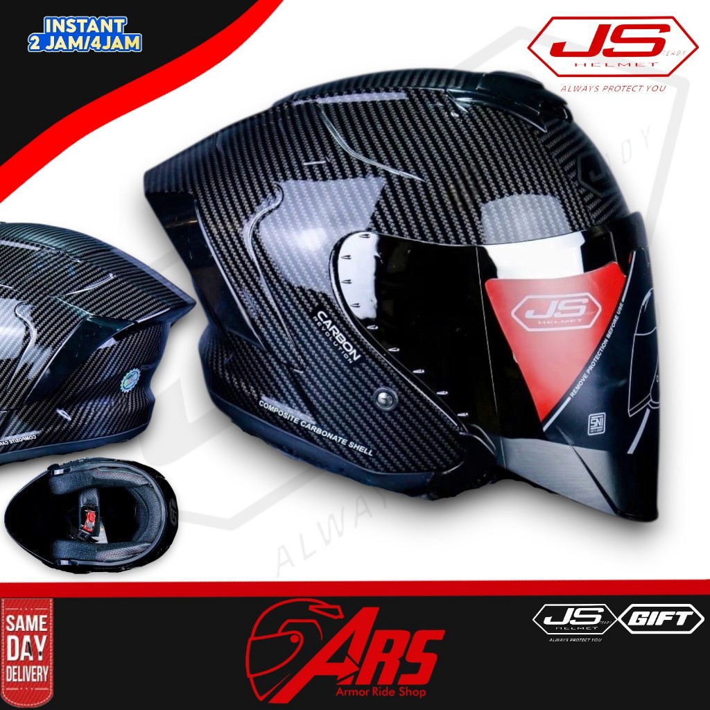 Jual Helm JS Armor Motif Carbon Glossy - Helm Half Face SNI | Shopee ...