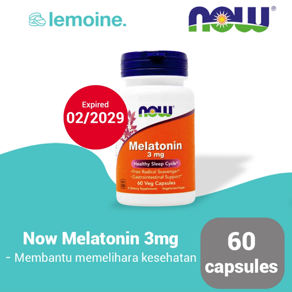 Jual Now Melatonin 3 mg Suplemen Bantu Atasi Insomnia Siklus Tidur ...