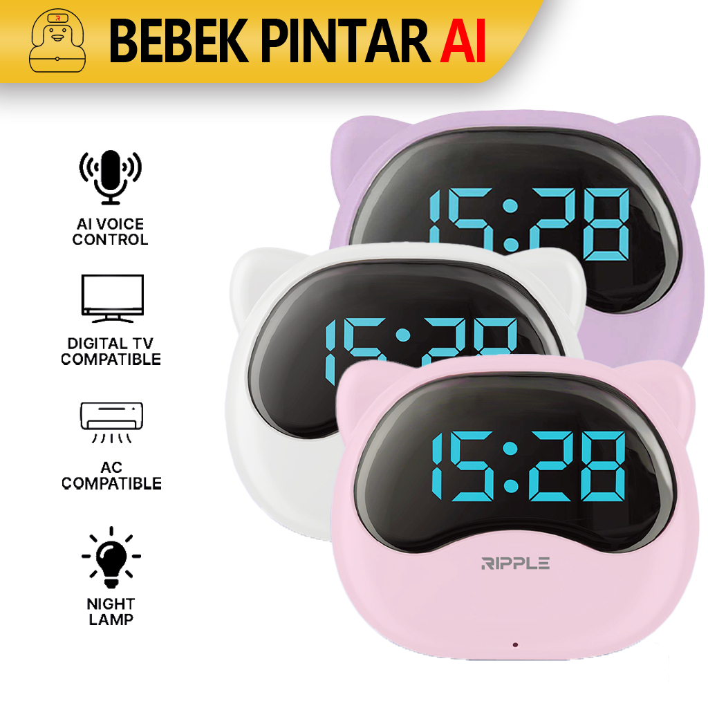 Jual Ripple voice control Smart AI clock AC Remote TV alarm Alarm air ...