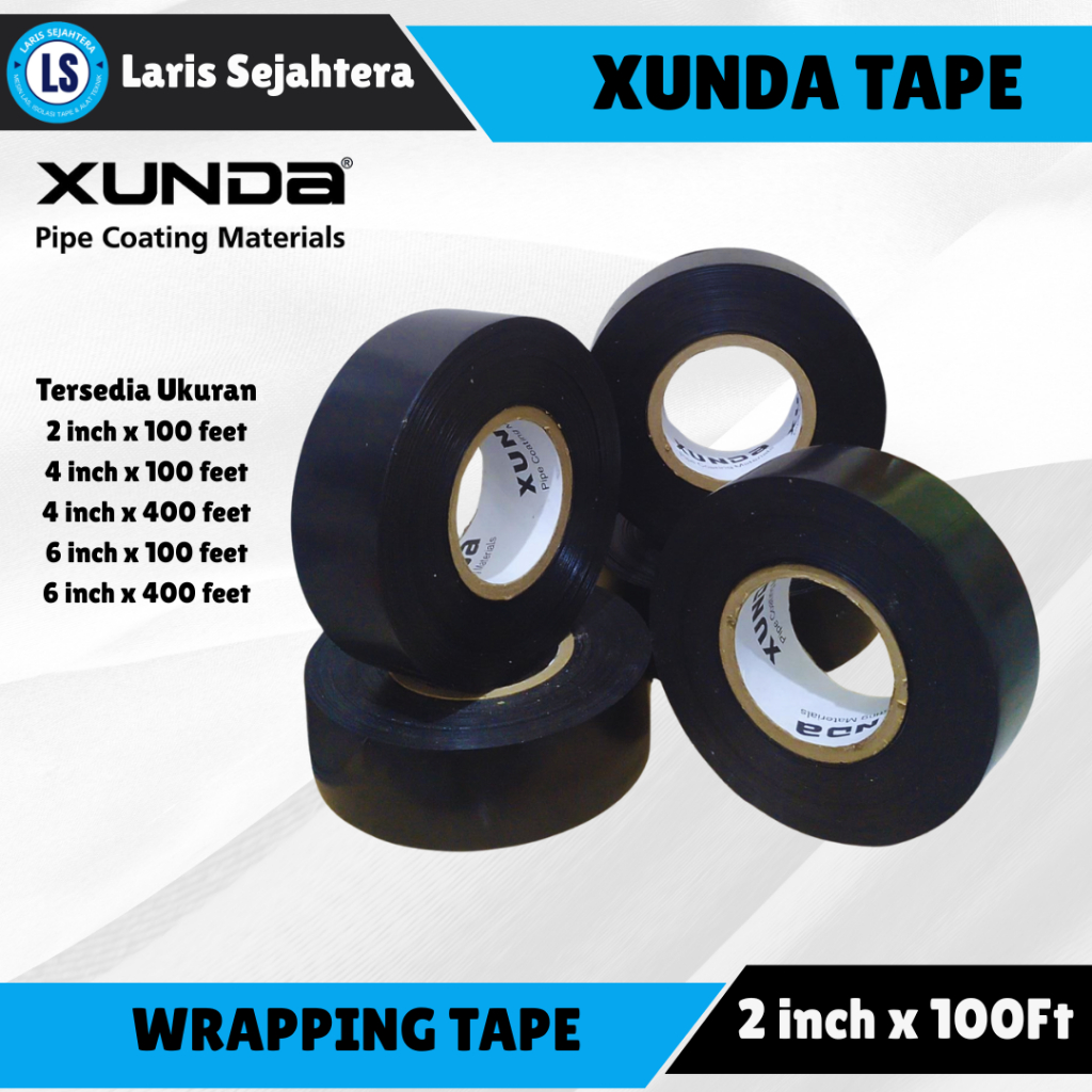 Jual Wrapping pipa XundaTape 2 inch x 100 ft - Hitam Putih anti karat ...