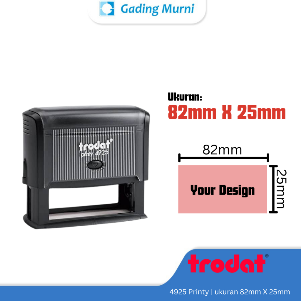 Jual Stempel Trodat Printy Custom Otomatis 4925 ukuran 82 X 25 mm | Shopee Indonesia
