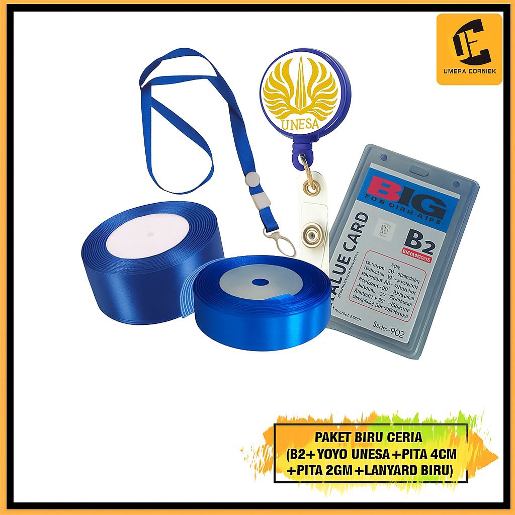 Jual Paket Biru Ceria (Pin Yoyo Biru Unesa + B2 + Lanyard Biru + Pita ...