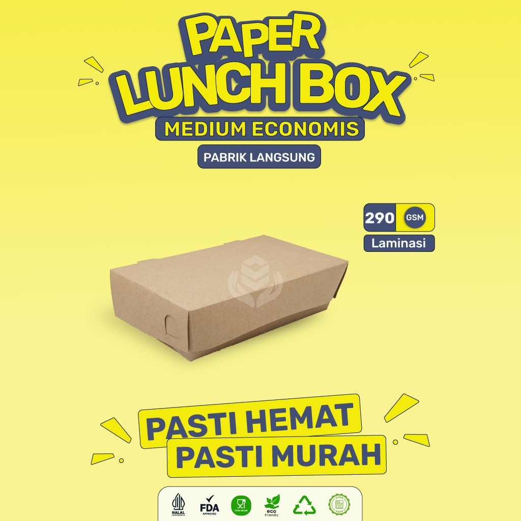 Jual Paper Lunch Box Medium Ekonomis Lunch Box M (LB9K2-Laminasi ...